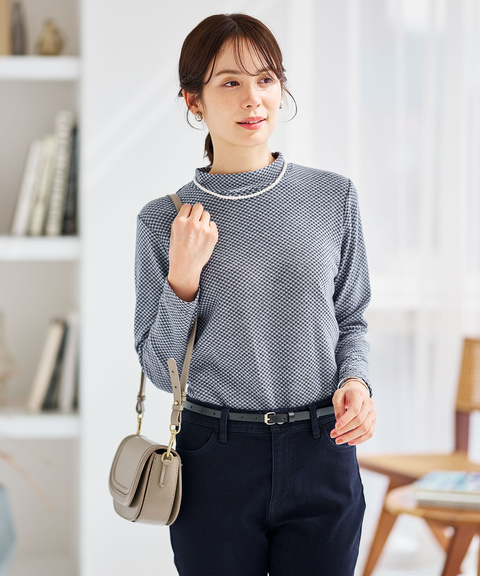 レディース チェックジャカード ハイネックプルオーバー通販 [0302